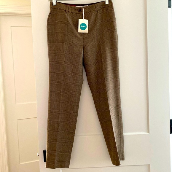 Boden | Pants & Jumpsuits | Boden Wq57 Wool Womens Brown Glen Plaid ...